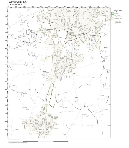 ZIP Code Wall Map of Winterville, NC ZIP Code Map Not Laminated: Amazon ...