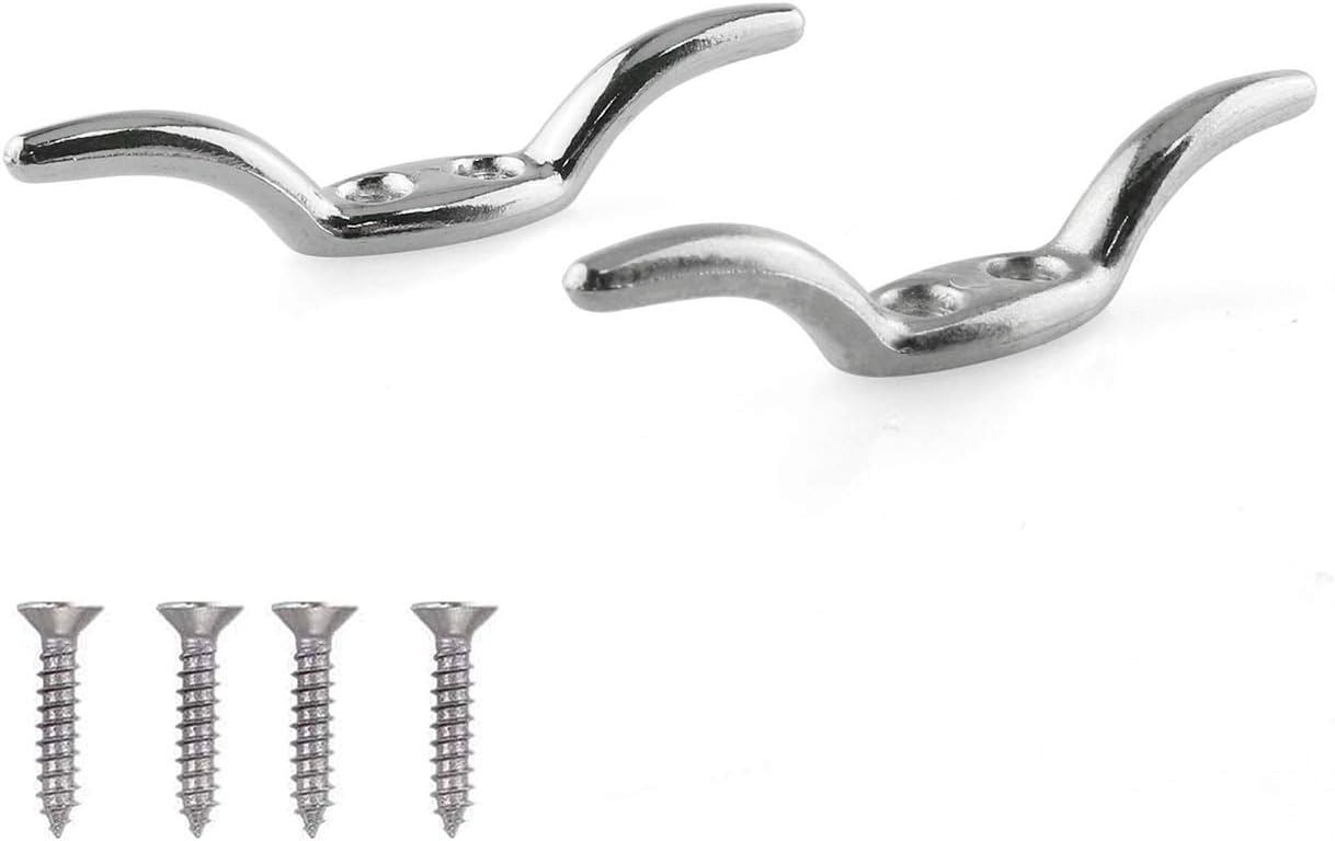 Amazon.com : Huouo 2 PCS Flagpole Cleat Hook 6 Inch Silver Cast ...