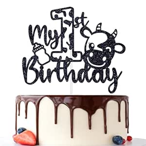 Holy Cow I'm One Cake Topper, Cow Themed Happy 1st Birthday Cake Decor ...