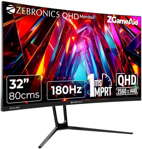 ZEBRONICS S32A, 1800R Curved Gaming Monitor, 32 inch (80cm), 280 nits ...
