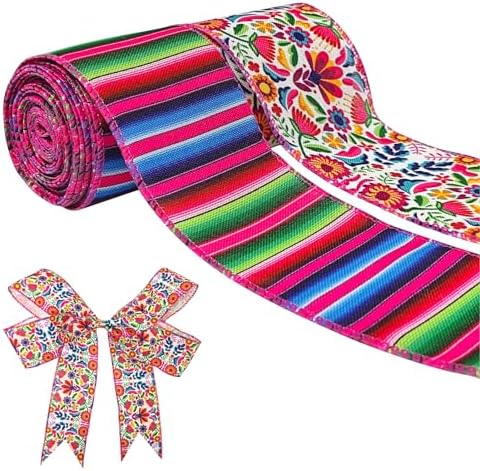 Amazon.com: 2 Rolls Mexican Fiesta Ribbons Wired for Wreath Bow ...