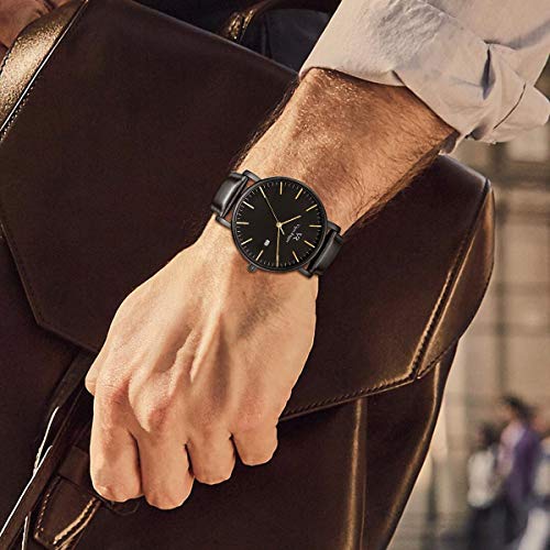 Vigor Rigger Men's Quartz Watches with Genuine Black Leather Watch Band ...