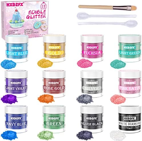 12 Colors Edible Glitter for Drinks, Food Colouring Neutral Taste ...
