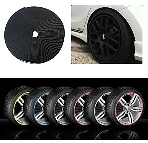 AUTO MT (Black) Car Universal Alloy Wheel Rim Ring Tyre Guard Edge ...