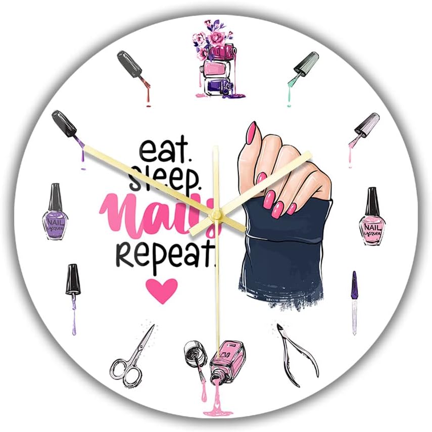 Amazon.com: Timethink 12 Inch Eat Sleep Nails Repeat Nail Salon Wall ...