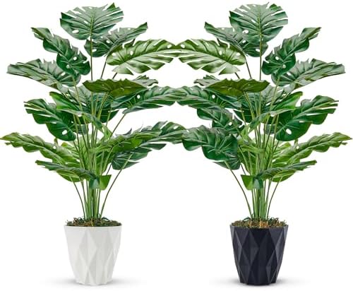 Amazon.com: Der Rose 2 Pack 28" Fake Plants Large Artificial Monstera ...