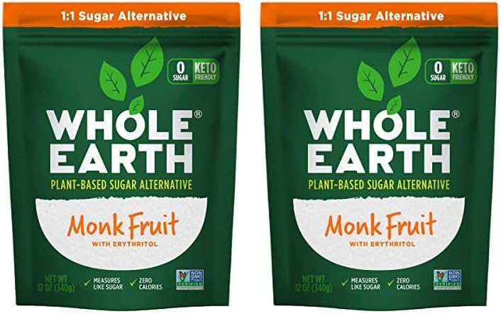 Amazon.com: WHOLE EARTH Monk Fruit Sweetener with Erythritol, Plant ...