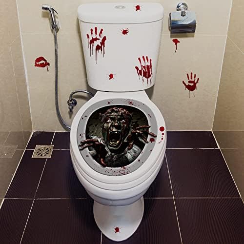 Amazon.com: Halloween Toilet Lid Stickers,2 Sheets Horror Bloody Skull ...