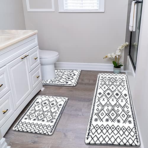 Amazon.com: MUGINYU Black Gold Bathroom Mats Sets 3 Piece,Abstract Bath ...