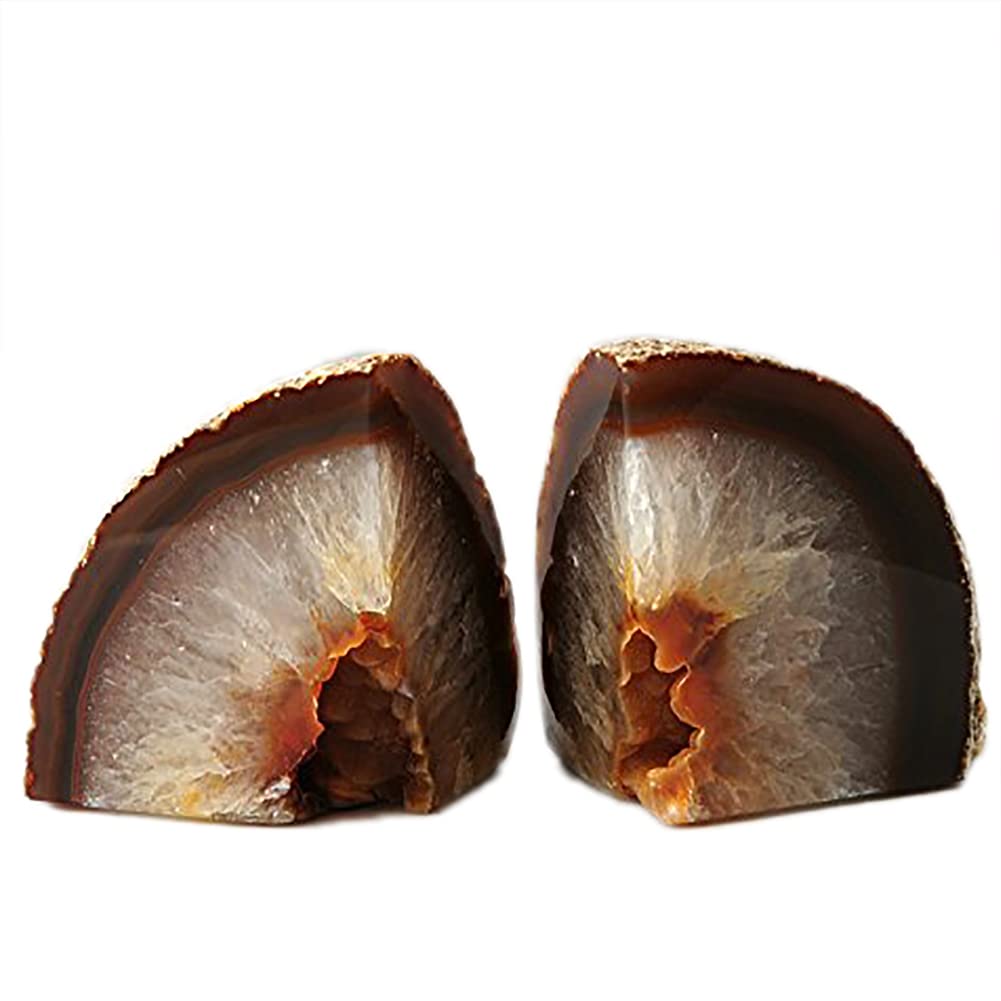 Amazon.com: AMOYSTONE Geode Bookends Agate Shelve Decor Crystal Book ...