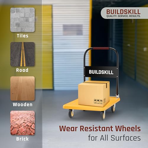 Buy BUILDSKILL 150kg platform trolley | 360° rotating TPR wheels | 68 ...