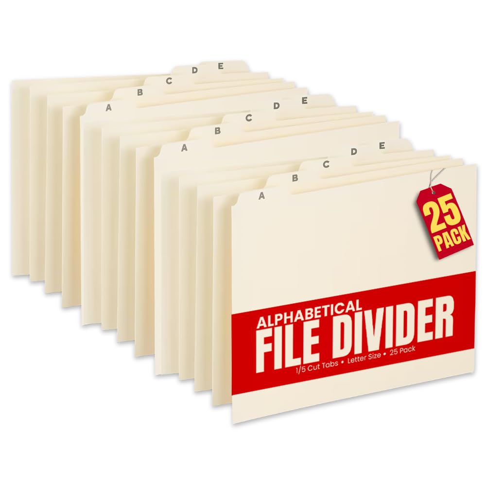 Amazon.com : 1InTheOffice Alphabetical File Dividers, A-Z Tab Dividers ...