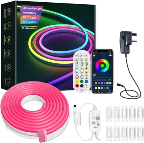 DMG TECH Smart Neon Light Strip, Wifi DIY Neon Light Strip, 3m with APP ...