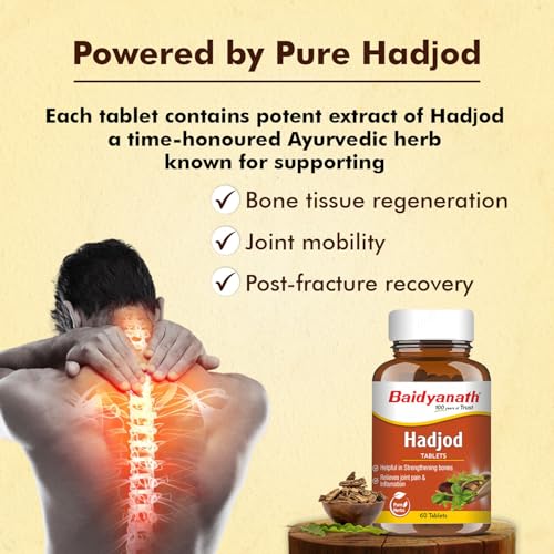 Baidyanath Ayurved Hadjod - 60 Tabs (250mg / Per Serving) | Pure ...