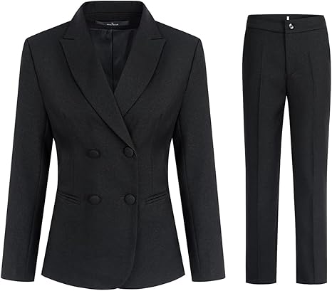 Amazon.com: Women's 2 Piece Double Breasted Suit Set Two Button Blazer ...