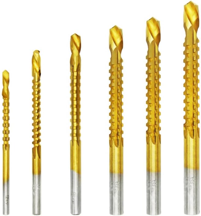 6pcs Titanium Coated HSS Twist Drill Bits,3-8mm Serrated Grooving ...