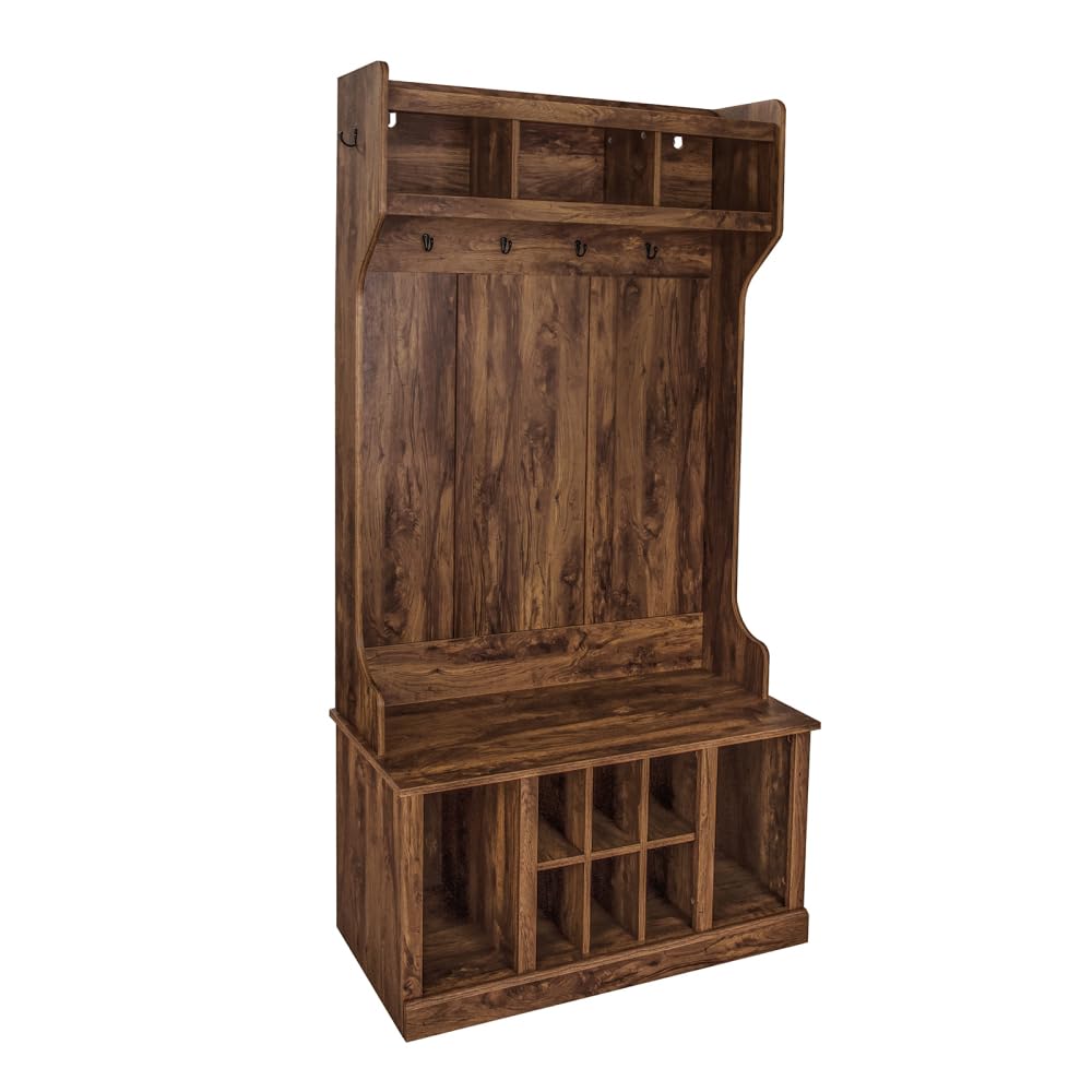 Amazon.com: GarveeHome 5-in-1 Farmhouse Hall Tree with Top Shelf ...