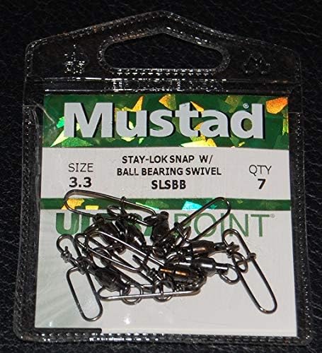 Amazon.com : Mustad Stay-Lock Snap W/Ball Bearing Swivel - Black 3.3 ...