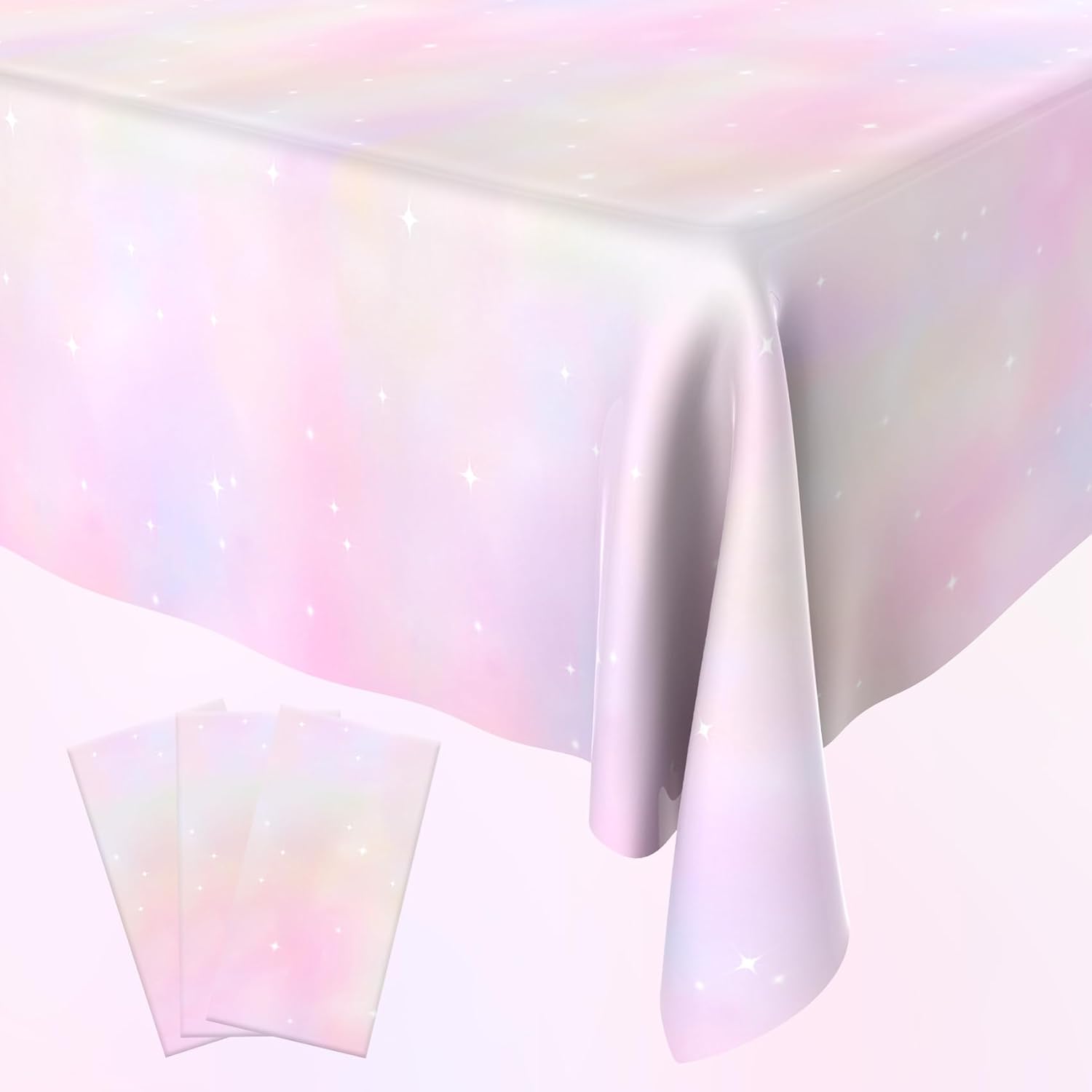 Amazon.com: Bsofing Pastel Rainbow Tablecloth Disposable Tablecloth 3 ...