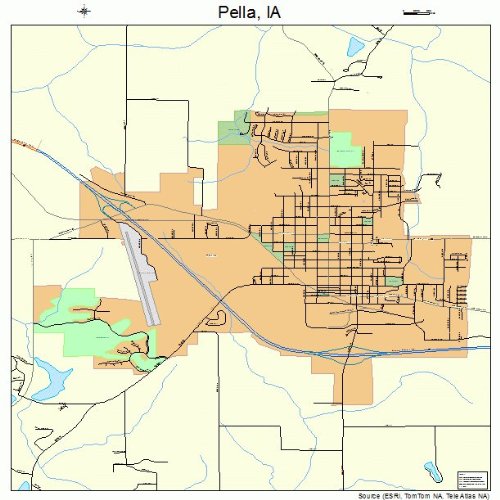 Large Street & Road Map of Pella, Iowa IA - Printed poster size wall ...