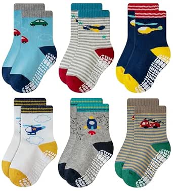 RATIVE Deluxe Non Skid Anti Slip Slipper Cotton Crew Socks With Grips ...