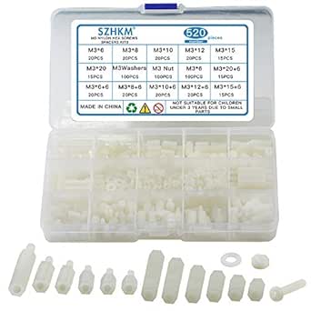 SZHKM 520Pcs M3 Nylon Standoffs Male Female Standoff Kit White ...