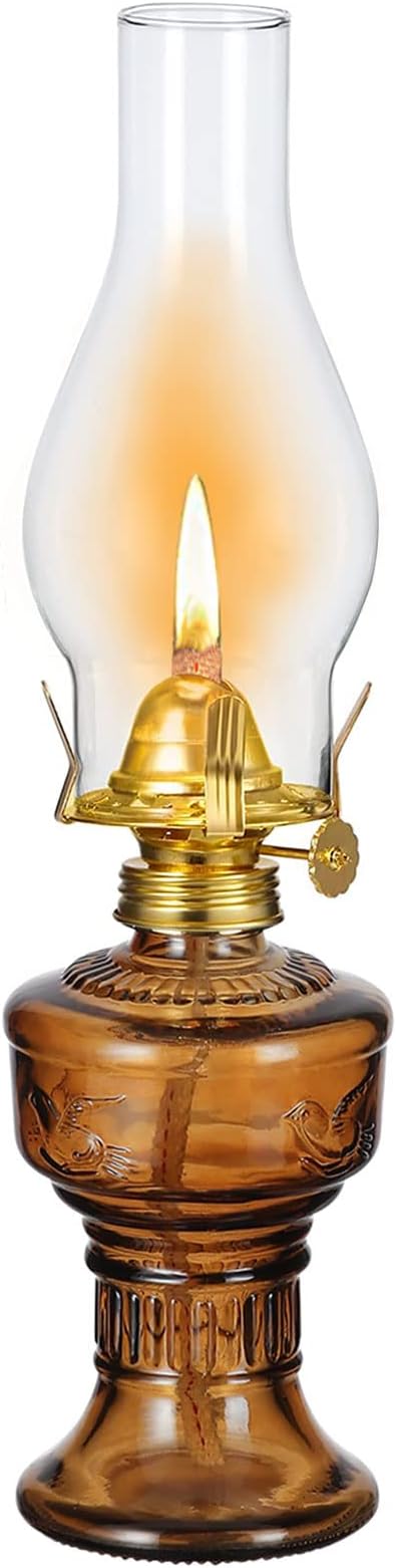 Amazon.com: DNRVK Large Vintage Oil Lamp Color Glass Kerosene Lamp ...