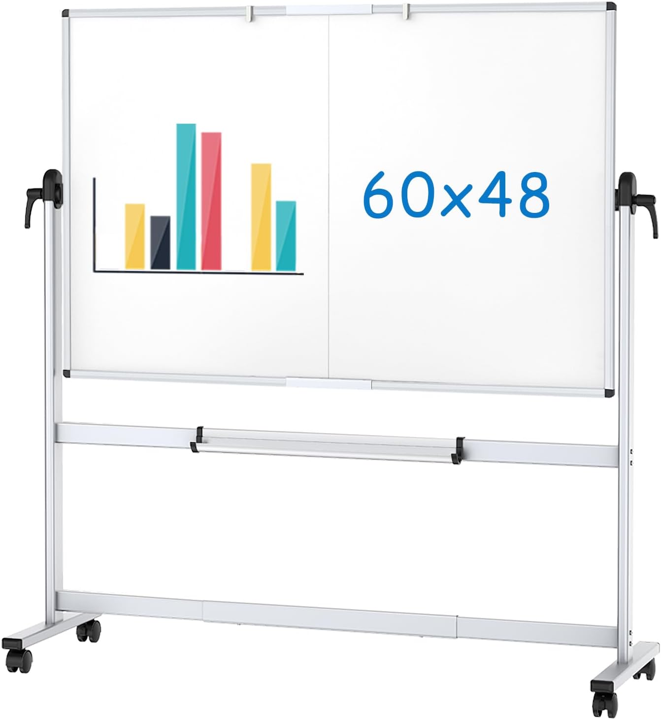VIZ-PRO Double-Sided Mobile Whiteboard, 60 x 48 Inches, Magnetic ...