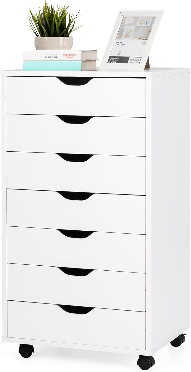 Amazon.com: DORTALA 7 Drawer Chest File Cabinet with Wheels, Versatile ...