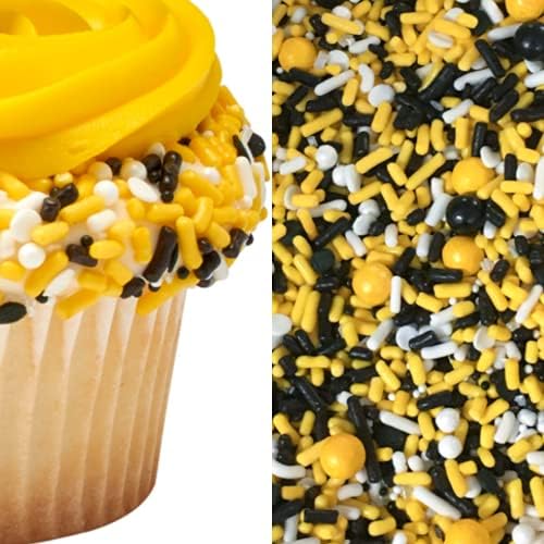 Amazon.com: Elegant Yellow Black White Sprinkles Mix (4oz) - Edible ...