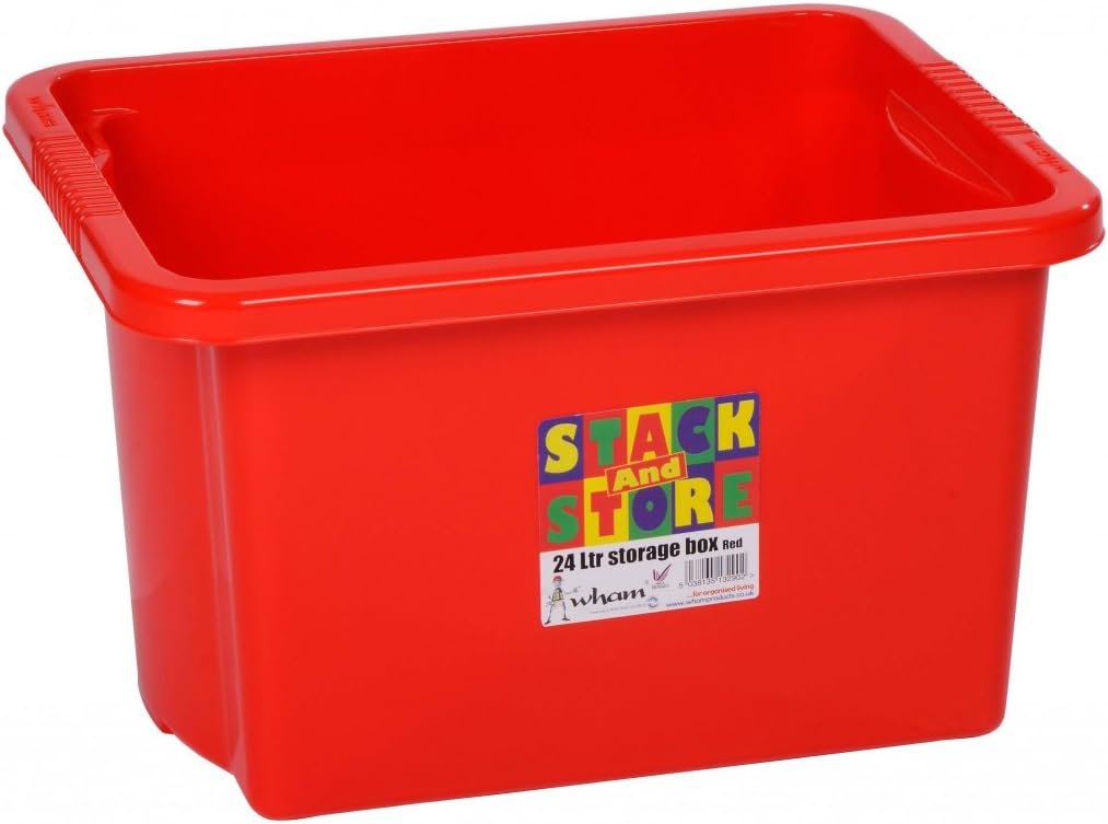 Amazon.com: Whatmore 24 Litre Red Stack & Store Plastic Storage Box