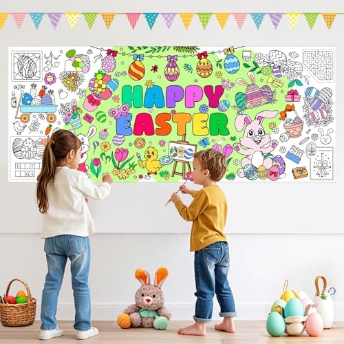 Amazon.com: AUGSUN Easter Large Coloring Poster for Kids 72 x 30 Inch ...
