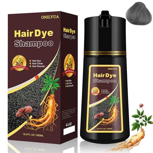 Amazon.com : Silver Gray Hair Dye Shampoo 3 in 1, Root Touch-Up, Grey ...
