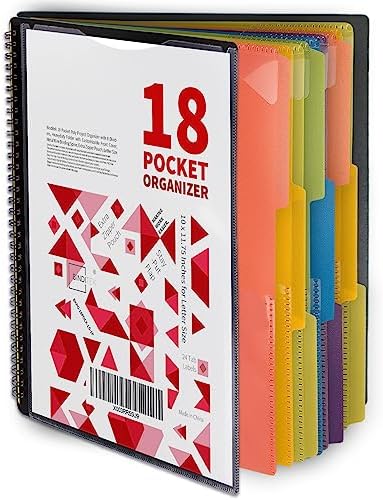 Amazon.com : Binditek 1 Pack 18 Pocket Poly Project Organizer with 9 ...