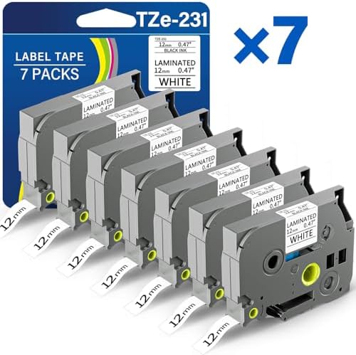 Amazon.com: TZE-231 Compatible for Brother Label Maker Tape 12mm 0.47 ...