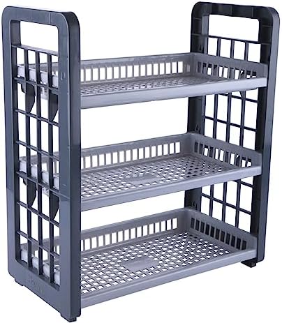 SAURA - 3 Shelf Multipurpose Storage Rack, Grey : Amazon.in: Home & Kitchen