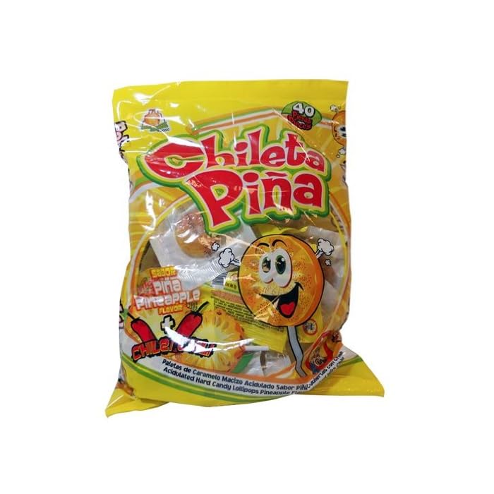 Buy El Azteca Chileta Pina, Chile Pineapple Lollipops, Bag of 40 Online ...