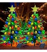 Amazon.com: 2-Pack 3.6FT Solar Christmas Tree Outdoor Christmas ...