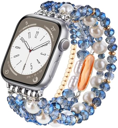Amazon.com: VISOOM Beaded Boho Bracelet Compatible for Apple Watch Band ...