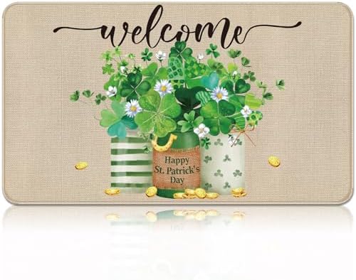 Amazon.com : Timtin St. Patrick's Day Doormat Lucky Green Shamrocks St ...