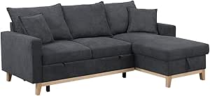 Amazon.com: CHIPEL Modern Reversible Sleeper Sectional Sofa with ...