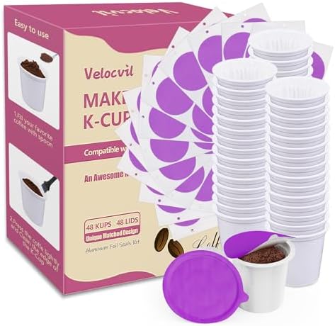 Amazon.com: VELOCVIL, 48 Disposable Fillable K Cups Coffee Pods Set ...