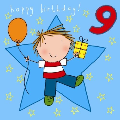 Twizler 9th Birthday Card for Boy with Present and Balloon - Nine Year ...