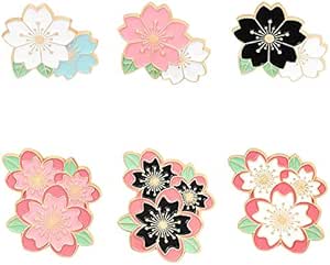 Amazon.com: 6Pics Pin Sets with Flower Enamel Brooch Pins Cartoon ...