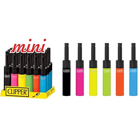 5 x Clipper Mini Tube Neon Coloured Lighters, Last Set NO Green Lighter ...