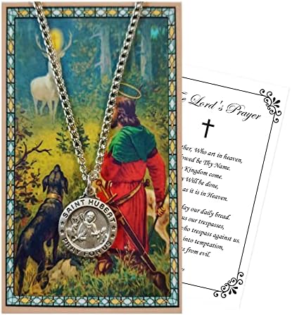 St Hubert Necklace - with St Hubert Prayer Card, Lord's Prayer Card ...