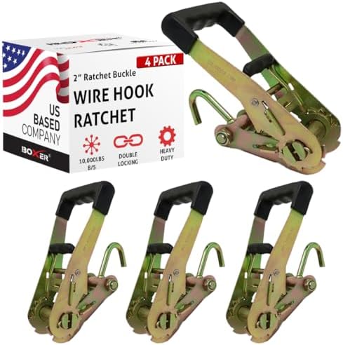 Amazon.com: Boxer 4 Pack Heavy Duty Rubber Handle 2" Ratchet Buckle ...