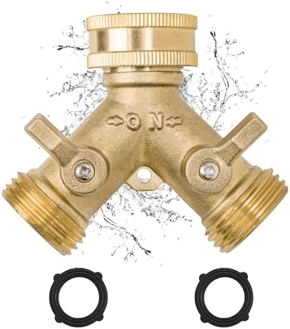 Amazon.com: Kasian House Heavy Duty Brass Garden Hose Splitter, Y Valve ...