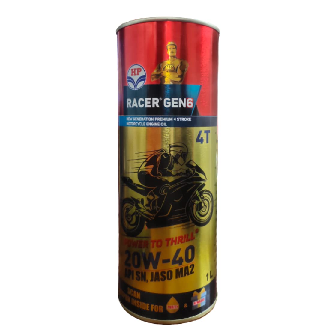 HP Racer Gen6 20W-40 API SN, Premium 4Stroke Engine Oil 1LTR : Amazon ...