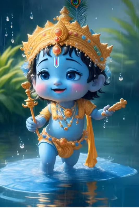 RAINFIRE CREATION Bal Krishna Poster - 12x18 inch Divine Hindu God ...